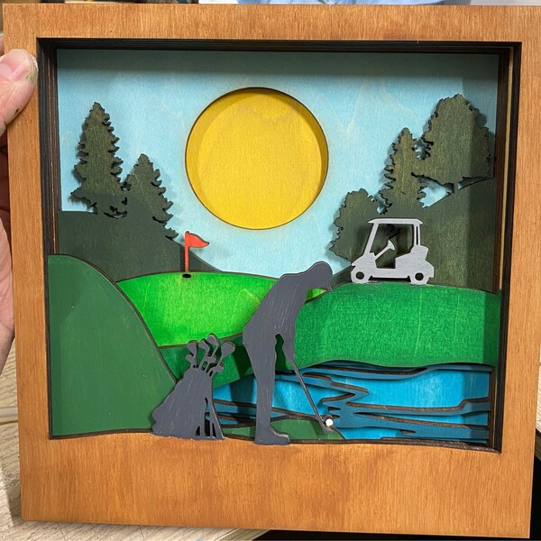 Golf Shadow Box Svg PDF PNG Paper Cutting Instant Download Template Cut ...