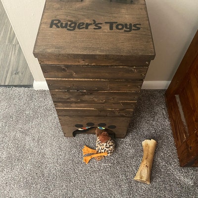 Wood Dog Toy Box / Wooden Dog Toys Storage Bin / Pet Toy Storage ...