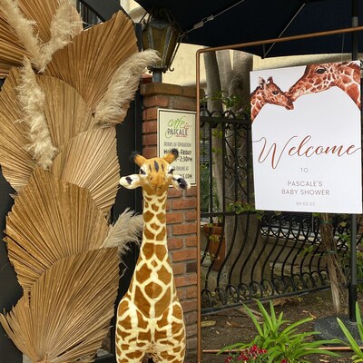 Giraffe Welcome Sign, Safari Baby Shower Sign, Animal Welcome Sign ...
