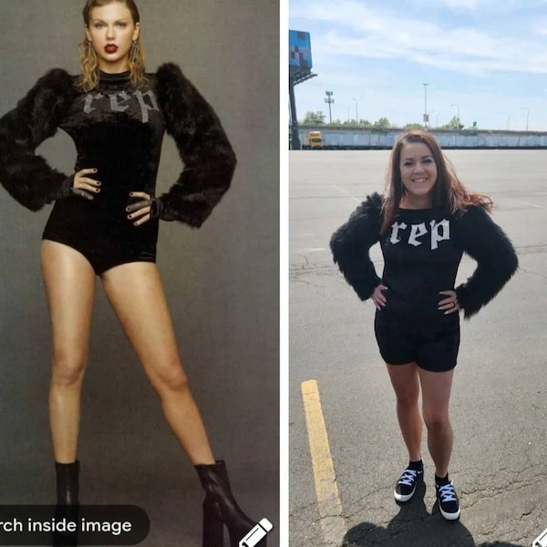 Rep Costume Black Velvet With Furry Sleeves. Romper With Rhinestones ...