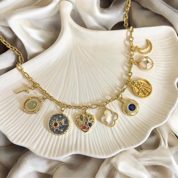 Build Your Own Custom Charm Necklace Gold Multi Charm Necklace ...