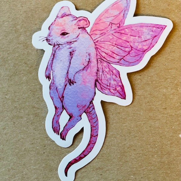 Fairy Field Mouse Vinyl Sticker, Cute Animal Laptop Decal, Fae Magic ...