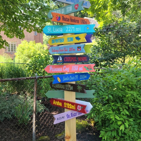 6 Destination Arrows Hand Painted Wood Directional Signs 24 X 3 1/2 ...