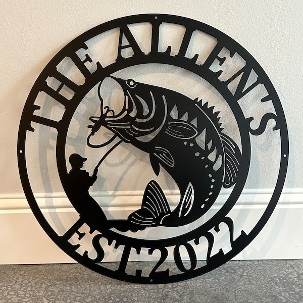 Metal Bass Wall Art Metal Wall Decor Bass Fishing Gift for Men Metal ...