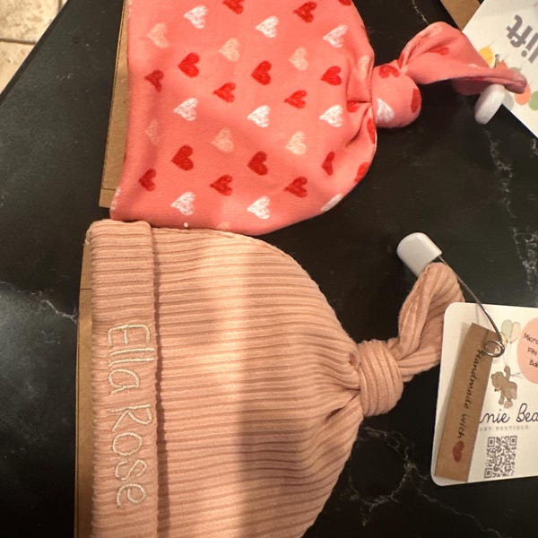 Personalized NICU Micro Preemie Knotted Hats: Preemie Bow | Angel Hat ...