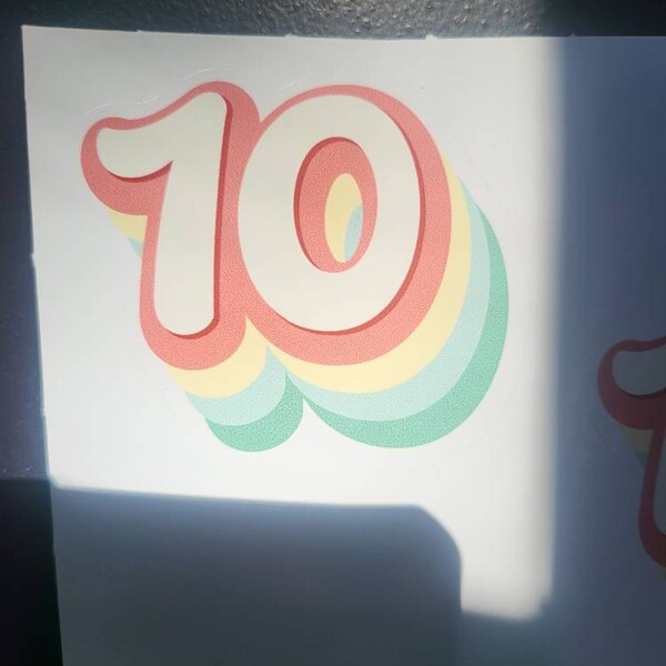 Number 22 Sticker Retro Rainbow Numbers 22nd Birthday Decal Year Party ...
