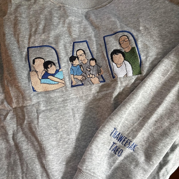 Dad Sweatshirt Personalized Father and Son, Custom Portrait From Photo ...