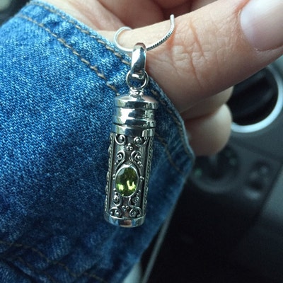 Prayer Box Necklace Peridot Capsule Hollow Tube Pendant - Etsy