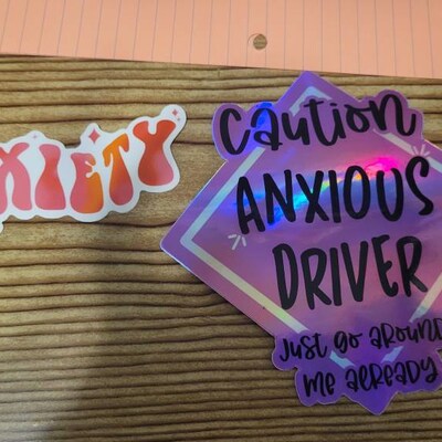 Anxious Driver Bumper Sticker, Caution Anxious Driver, I Hate Driving ...