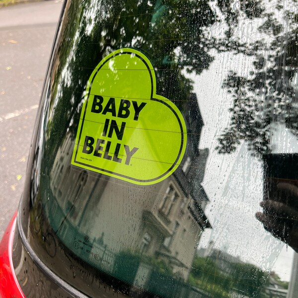 BABY in BELLY STICKER for Car Window. Pregnant on Board Driver. Bump on ...