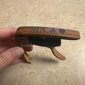 Personalized Wood Grain Guitar Capo, Custom Message, Engraved Guitar ...