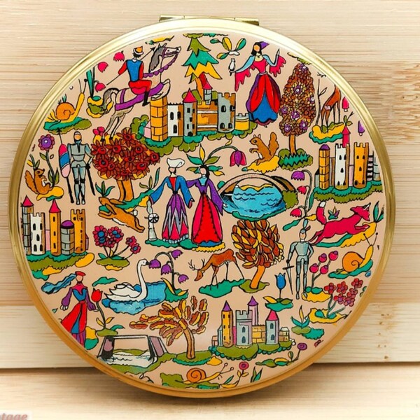 Boots Gold and White Floral Rose-vintage Ladies Powder Compact-0li ...