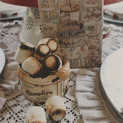 Mini Campfire Marshmallows Tin With Faux Marshmallows, Vintage ...