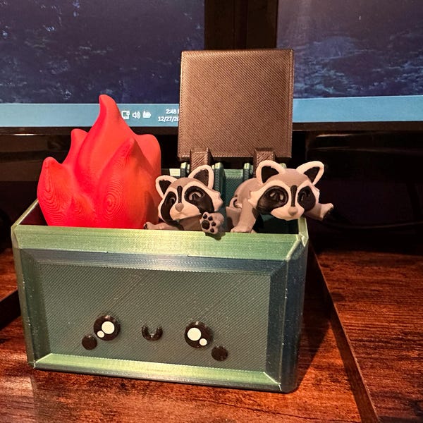 3D Printed Dumpster Fire Desk Figurine, Décor, Fun, Gag Gift, Stress ...