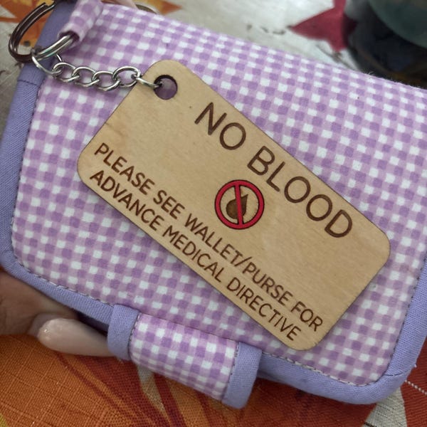 JW No Blood Key-chain | Dpa Tag | Jehovah Witness No Blood Key-chain ...