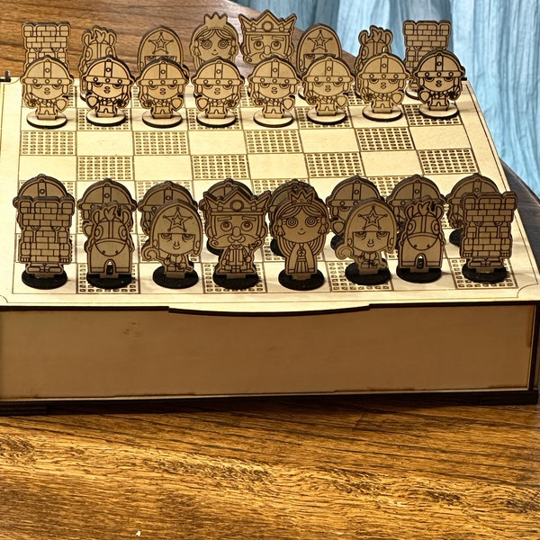 Chess and Chess Pieces Laser Cut Files Wooden Laser Cut Cnc Vector ...