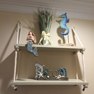 Swing Nautical Rope Shelf 2 Tier Hanging Shelf Nautical - Etsy