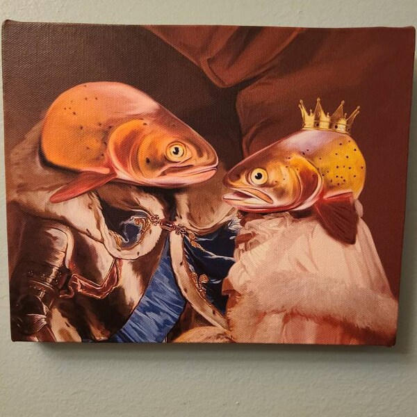 Royal Fish Portrait, Fish Owner Gift, Fish Memorial Gift, Custom Pet ...