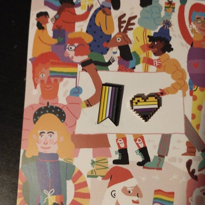 Non-binary Ribbon Pin Subtle Pride Flag Enamel LGBT LGBTQ Queer Agender ...