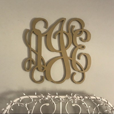 Wooden Monogram Letters Unpainted Wood Monogram Wall Hanging Monogram ...