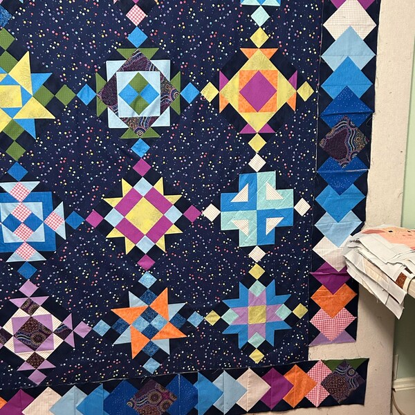 Quilt Kit~prairie Moonflower~93" X 93" On-point Block Queen Quilt ...