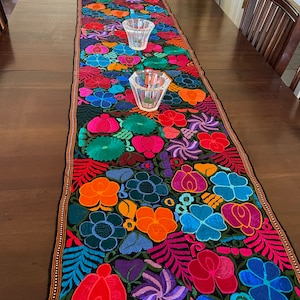 Mexican Table Runner, Embroidered Runner, Hand-woven Runner, Chiapas ...