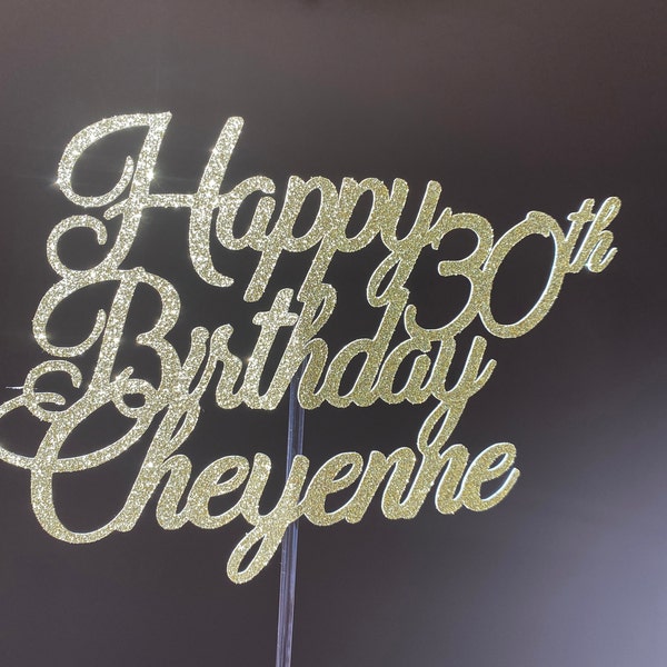 Happy Birthday Cake Topper 30th Birthday Custom Cake Topper Birthday ...