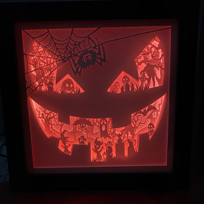 3D HALLOWEEN Svg Shadow Box Halloween Light Box Spooky Midnight ...