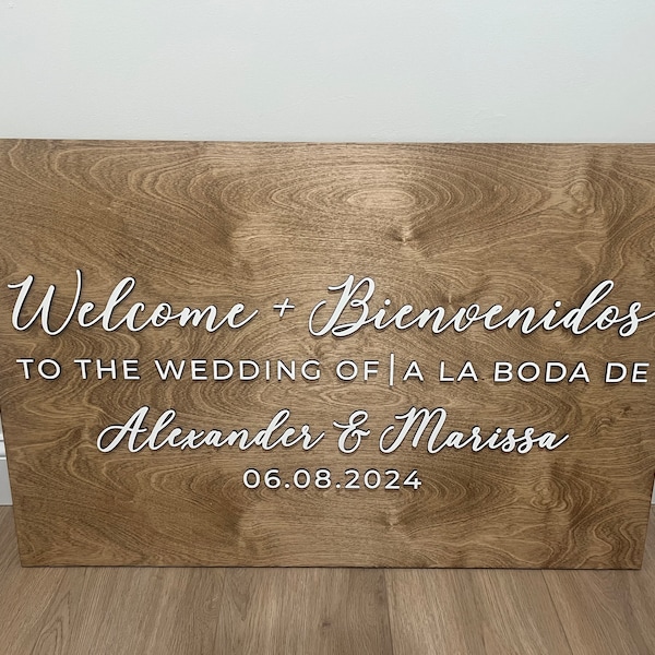 Bienvenidos Welcome Sign - Custom Wood Wedding Sign - Spanish Sign - 3D ...