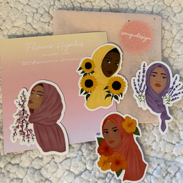Flower Hijabis | Die Cut Sticker Series | Cute Hijabi Stickers ...