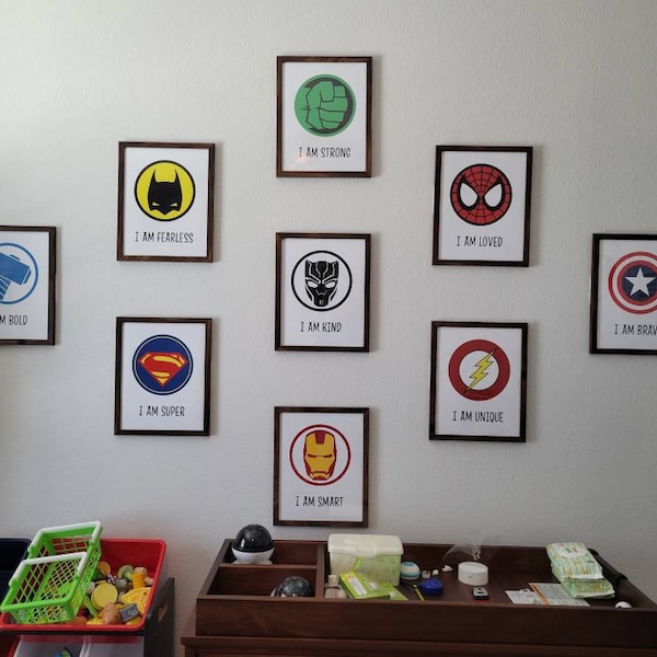 I Am Affirmations Superhero Set of 8, Prints for Boys Room, Kids ...