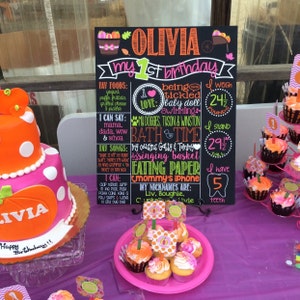 Chevron Fall First Birthday Chalkboard Poster 1st Birthday | Etsy