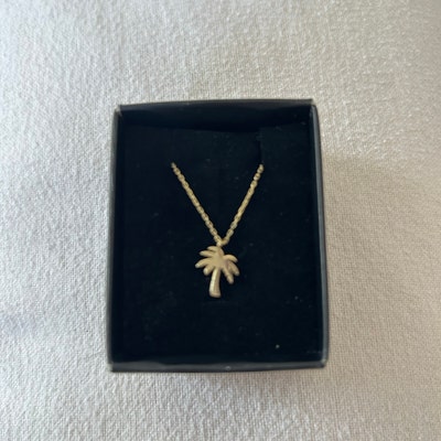 Dainty 14k Solid Gold Chain and Palm Tree Pendant Necklace - Etsy