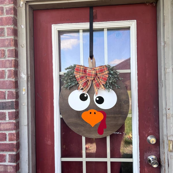 Thanksgiving Front Door Decor | Gobble | Turkey Front Door Wreath ...