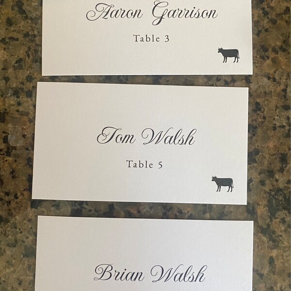 Classic Wedding Place Cards With Meal Choice | Table Name Cards ...