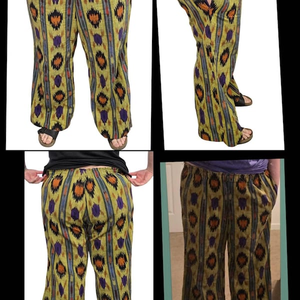 Elastic Wide Leg Pants Sewing Pattern, Long Loose Pants Pattern for ...