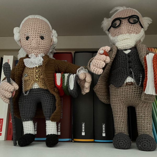 Sigmund Freud Amigurumi Bookshelf Decor, Handknitted Academician Doll ...