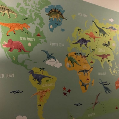 Dinosaur World Map Wall Decal Wall Sticker Dinosaur World - Etsy