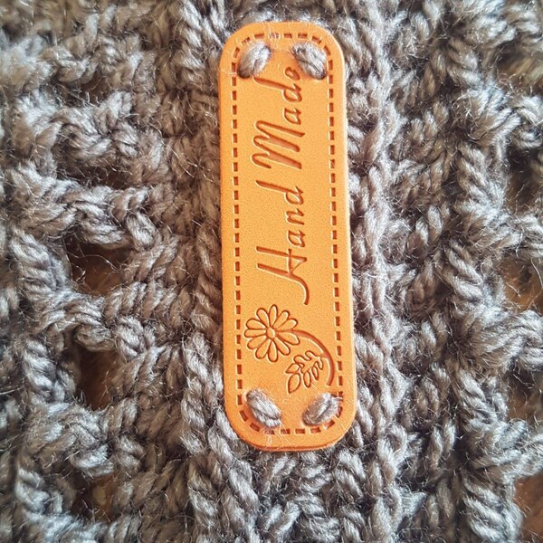 10 X PU Leather Look Labels, Leather Look Handmade Labels, Hand Knitted ...