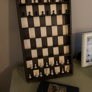 Vintage Swiss Made glass Eyed Chess Set With Marquetry Folding Chess ...
