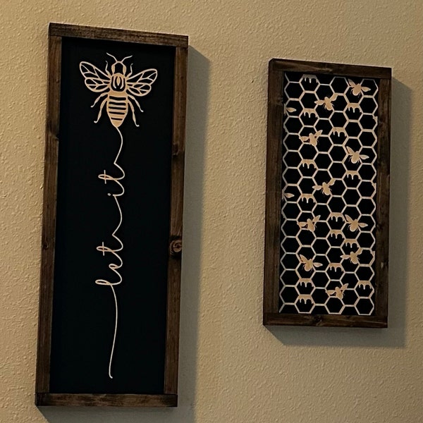Let It Bee Layering Sign Set, Bumble Bee Decor, Bee Decor, Bee Wall ...