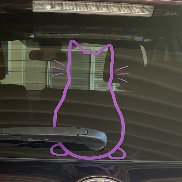 Kitty Cat Windshield Wiper - Di Cut Decal - Home/laptop/computer/truck ...