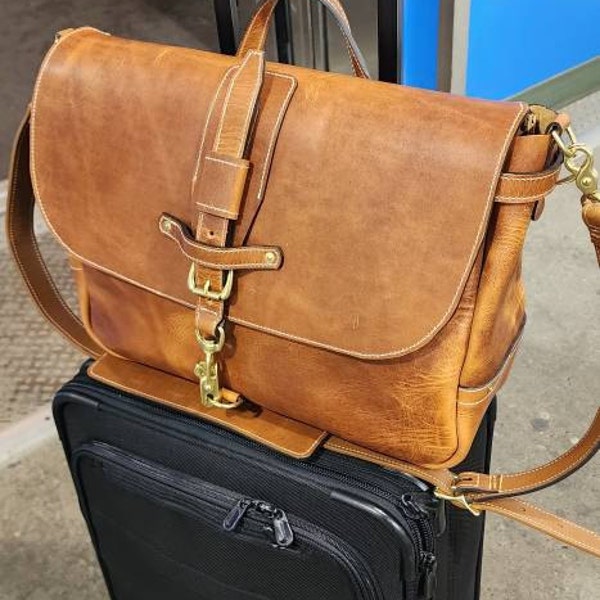 16" Horween Dublin Leather Messenger Bag - English Tan - Adjustable ...