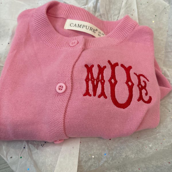 Unisex Monogrammed Button up Cardigan Sweater, Toddler Embroidered ...