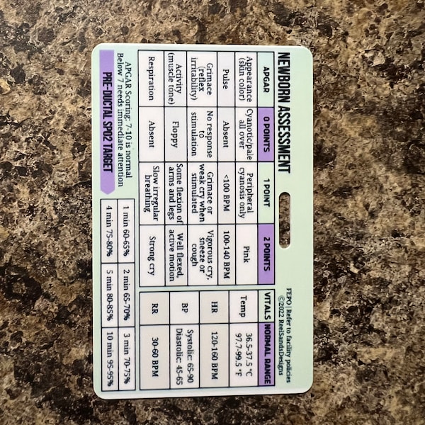 Newborn Assessment NRP Quick Reference Badge Buddy Card - Nursing - Id ...