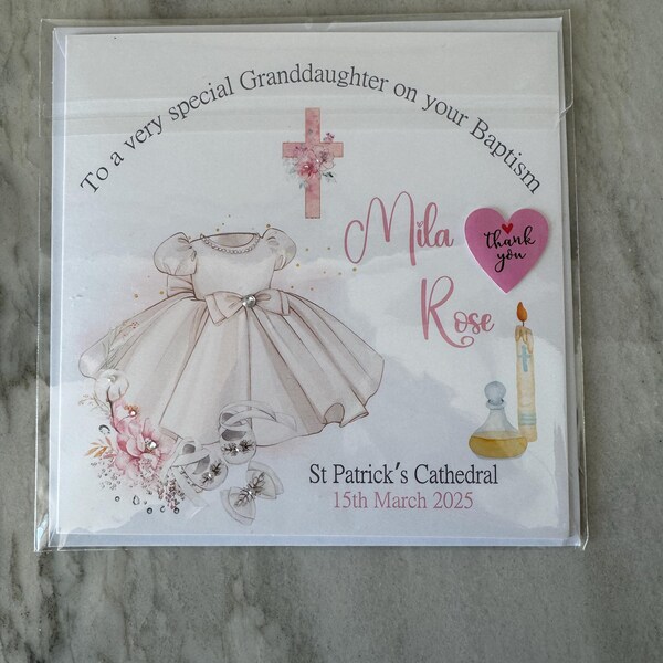 Baptism Card; Baby Girl Baptism Card; Girl Christening Card ...