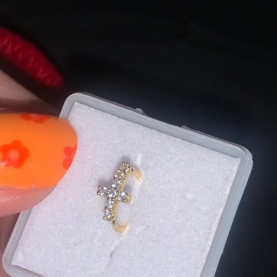 Cz Cross Nose Hoop, Diamond Cross Nose Ring, , Nose Pin, Nose Jewelry ...