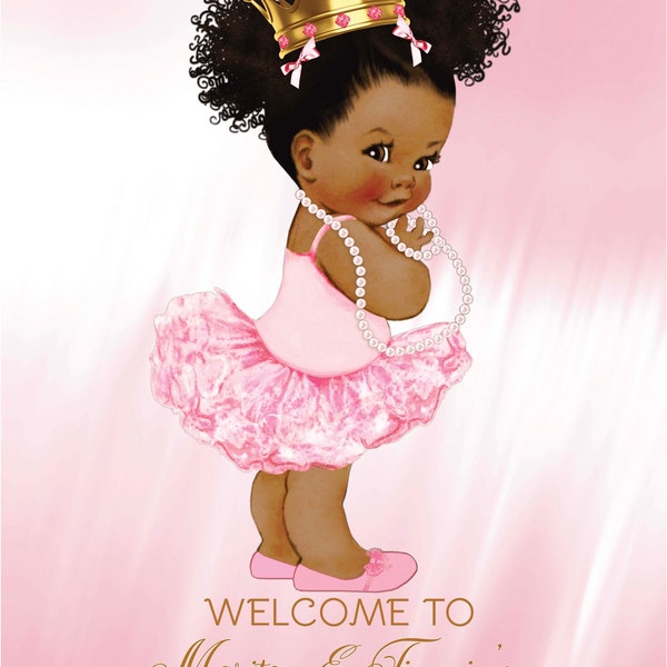 Afro Princess Baby Shower Welcome Sign: Pink & Gold (24x36 Inches) - Etsy