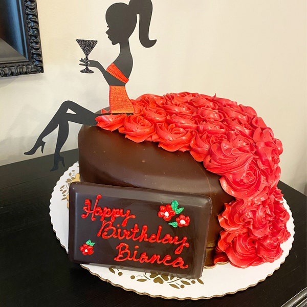 Sittling Girl Silhouette Cake Topper, Personalized Birthday Cake Topper ...