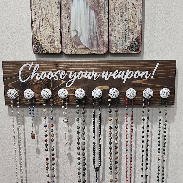 Rosary Wall Hanger - Rosary Wall Holder- Rosary Display Hail Mary ...